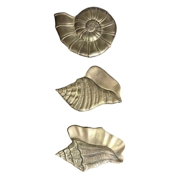 Wall Decor | Vintage Cast Solid Brass Beach Shell Wall Decor Set Of 3 ...